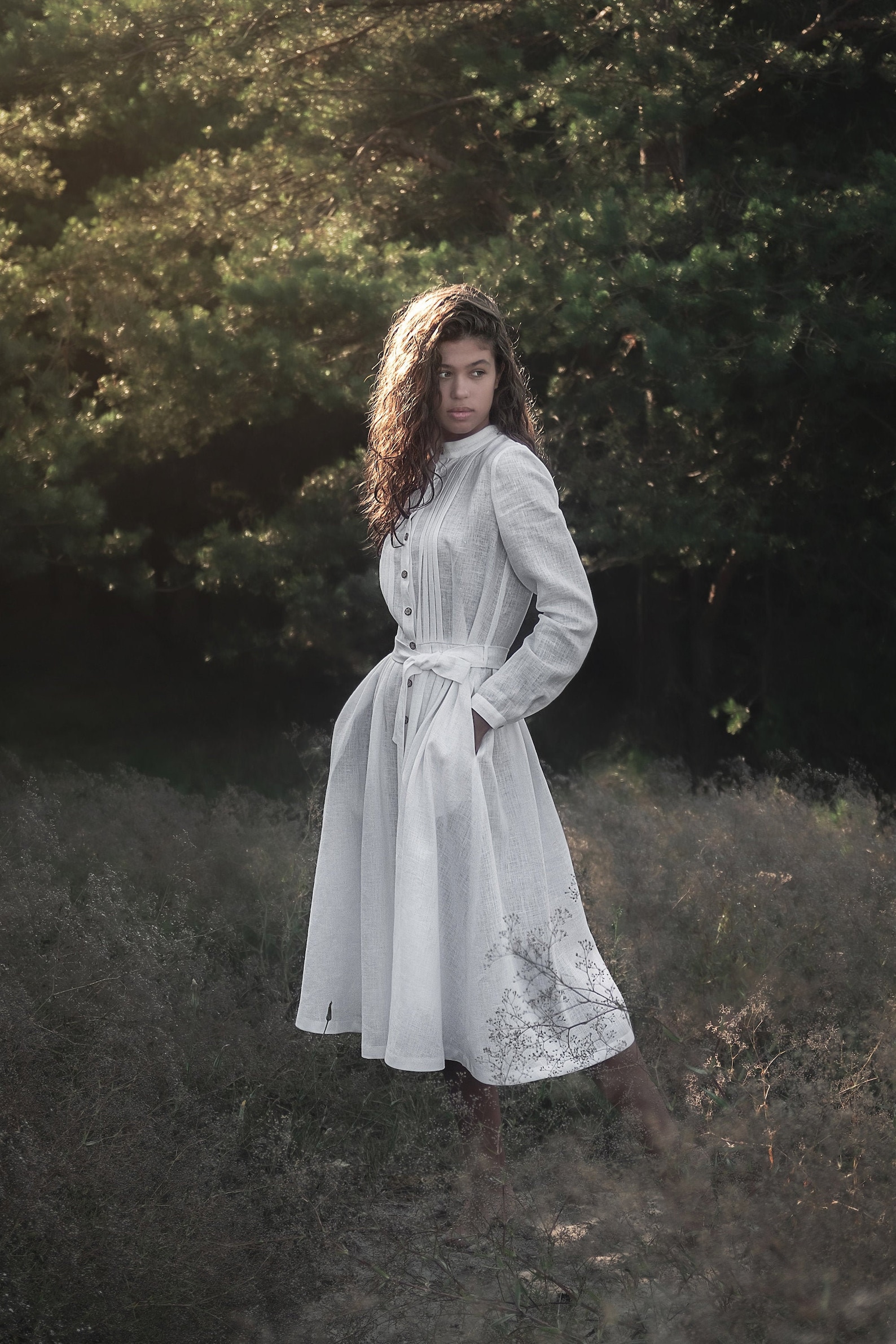 White Elegant Linen Dress Formal Linen Dress Custom Boho Dress - Etsy