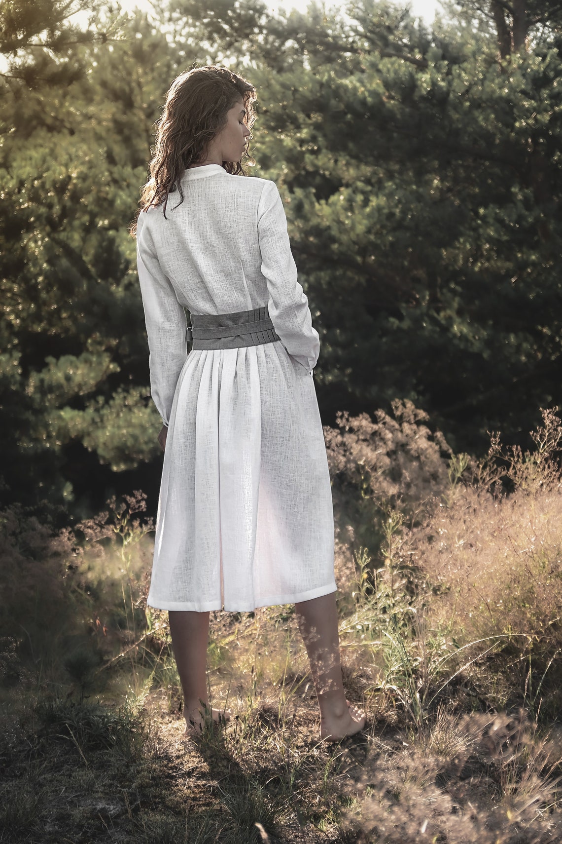 Grey Linen Obi Belt Wrap Linen Belt Wide Linen Belt - Etsy