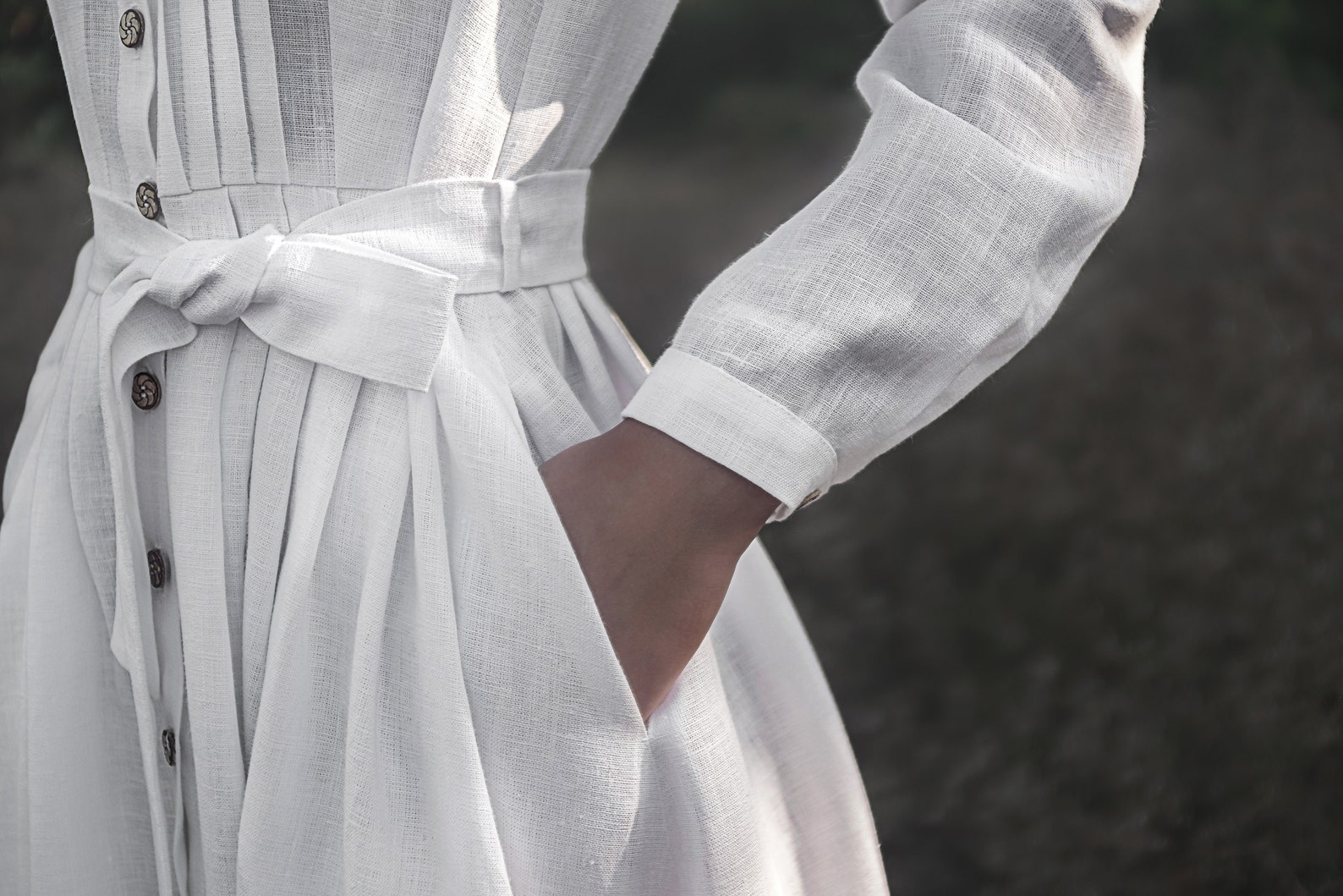 Linen Midi Dress Modest Wedding Dress Pagan Clothing Wedding - Etsy