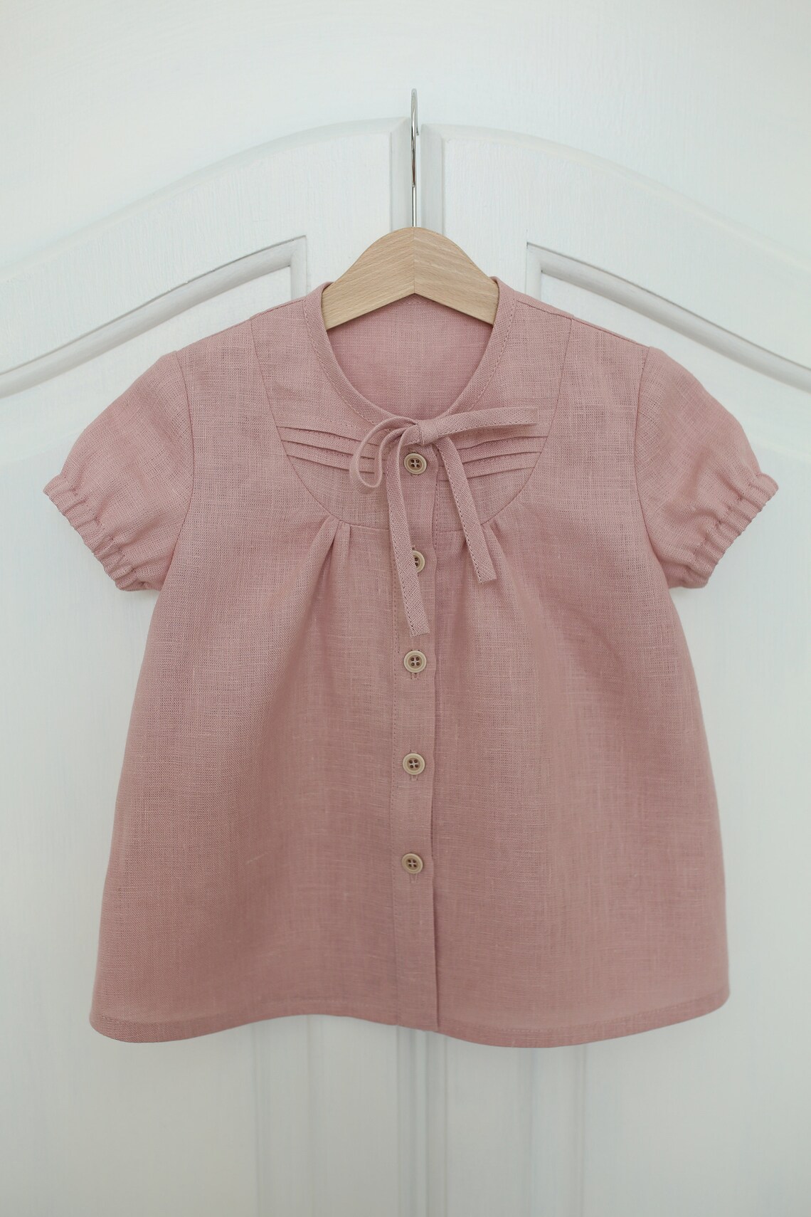 Linen Shirt for Girl With Buttons Sample Sale 110cm Blouse for | Etsy