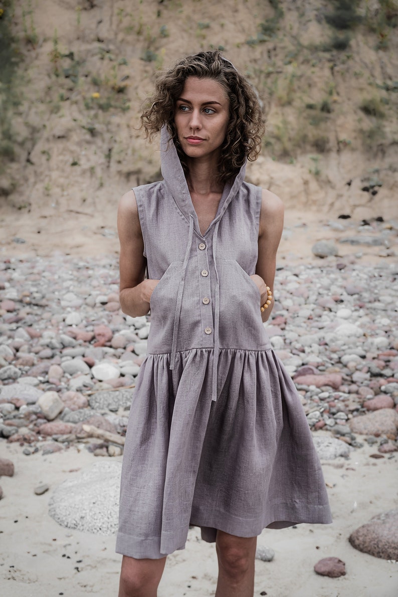 Sleeveless Linen Dress Loose Linen Dress Linen Midi Dress Flax Etsy