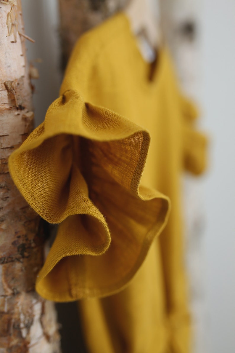 Linen Kids Jumpsuit Linen Overall for Girls Yellow Linen | Etsy