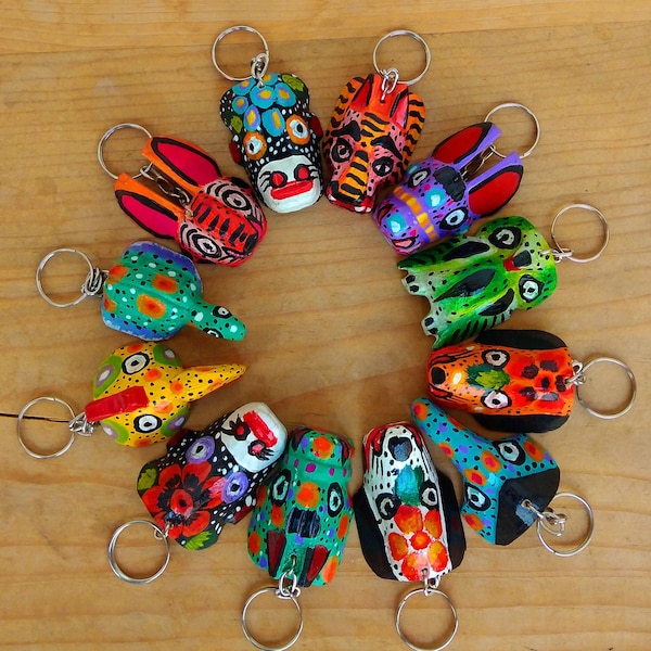 Wooden Painted Keychains - Etsy