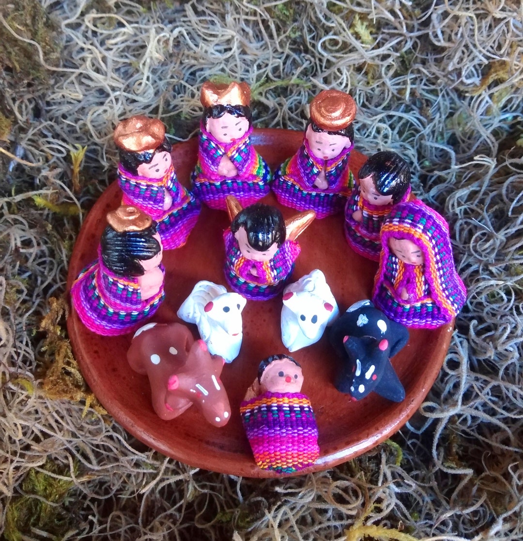 HARMONY. Purple Pink Nativity Christmas Set Traditional Guatemalan ...