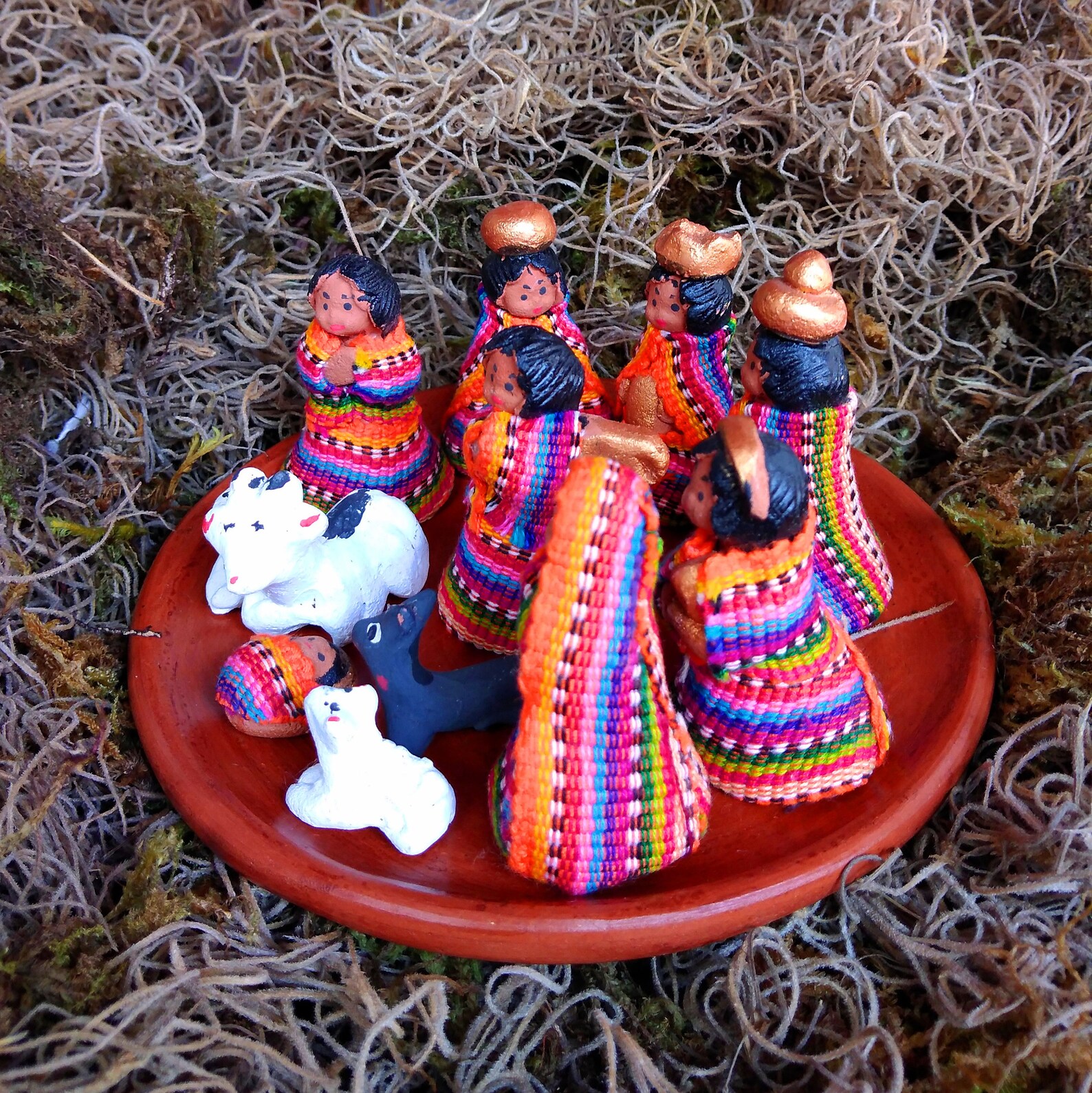 MANZANILLA. Orange Yellow Nativity Clay Set of 12 Figurines - Etsy