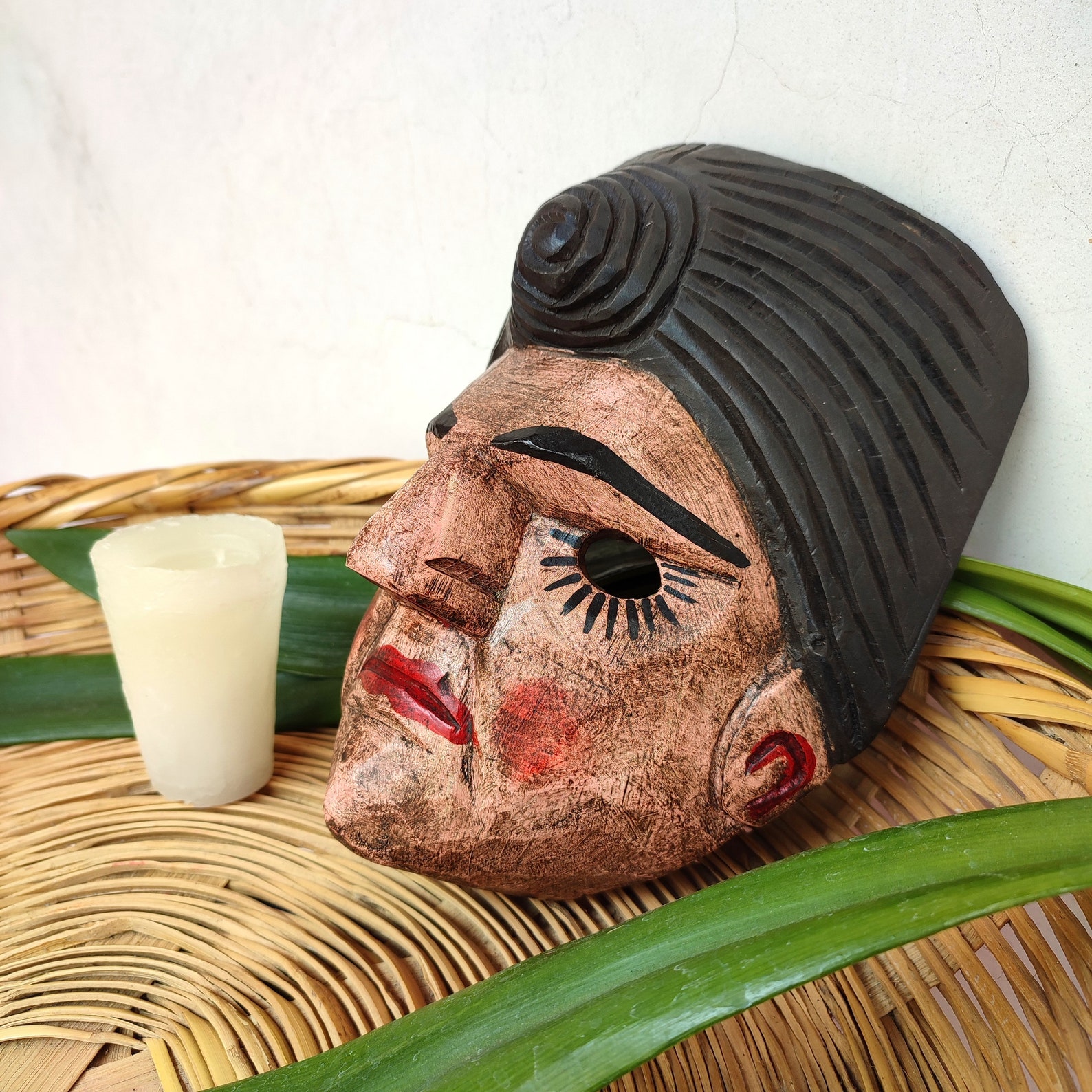 ABUELA. Vintage Wooden Ixmucané Goddess Mask for Wall Decor Hand Carved ...