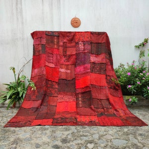 ACHOTE. Brown Queen Size Guatemalan Quilt for Bed | Queen Size Huipil ...