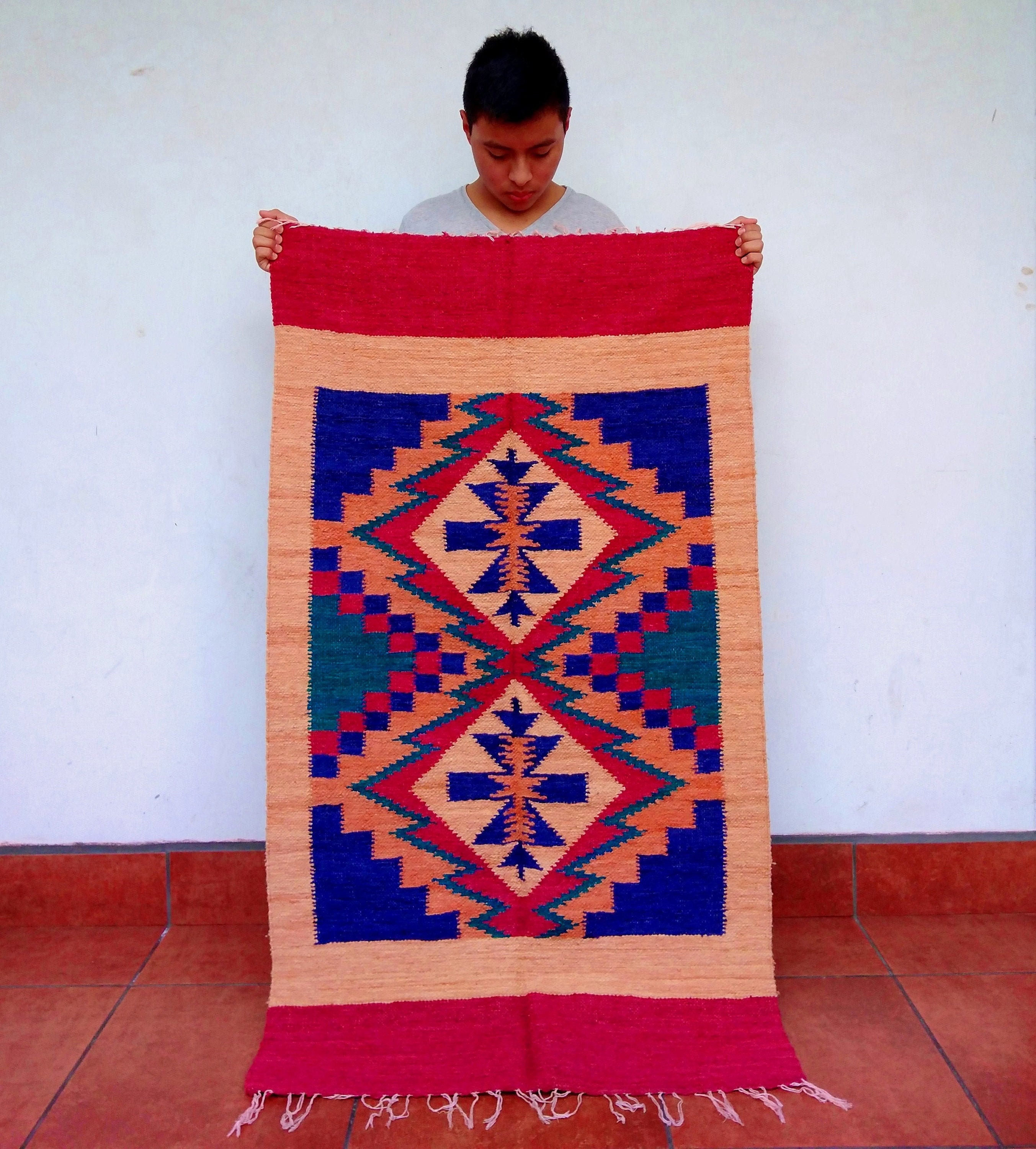 ZAMET. Guatemalan Southwestern Earth Colorful Rug Handmade - Etsy