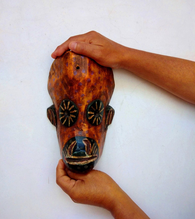 LOCO. Mustard Wooden Monkey Mask for Wall Decor Traditional - Etsy