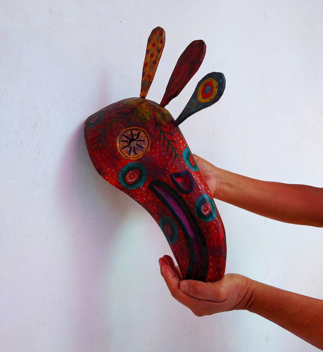 CHOMPIPE. Decorative Wooden Peacock Mask for Wall Decor | Guatemalan ...