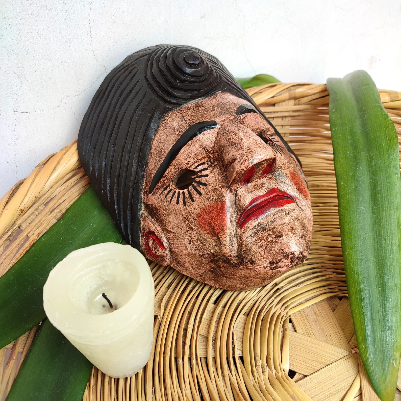 ABUELA. Vintage Wooden Ixmucané Goddess Mask for Wall Decor Hand Carved ...