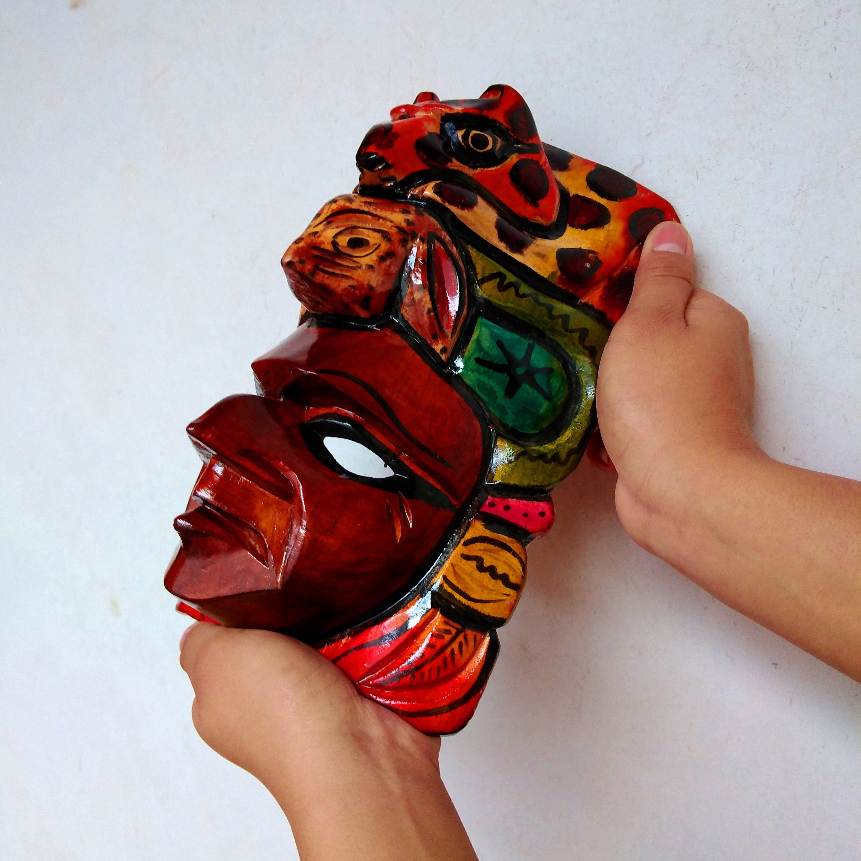 ROYALTY. Colorful Wooden Mayan Face Mask for Wall Decor Decorative ...