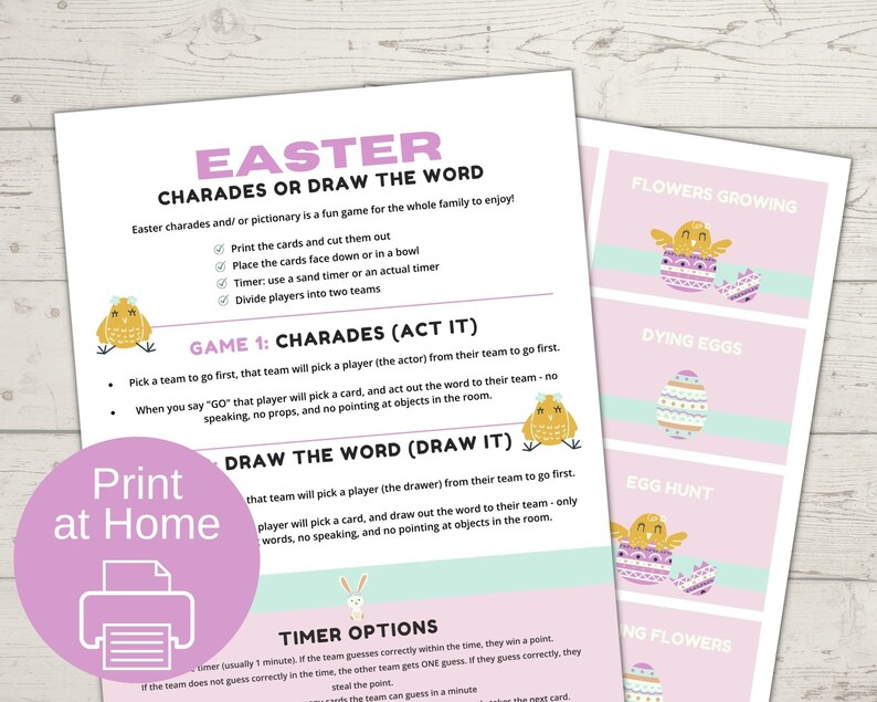 Easter Printable Charades, Draw the Word, Digital Download, Kids ...