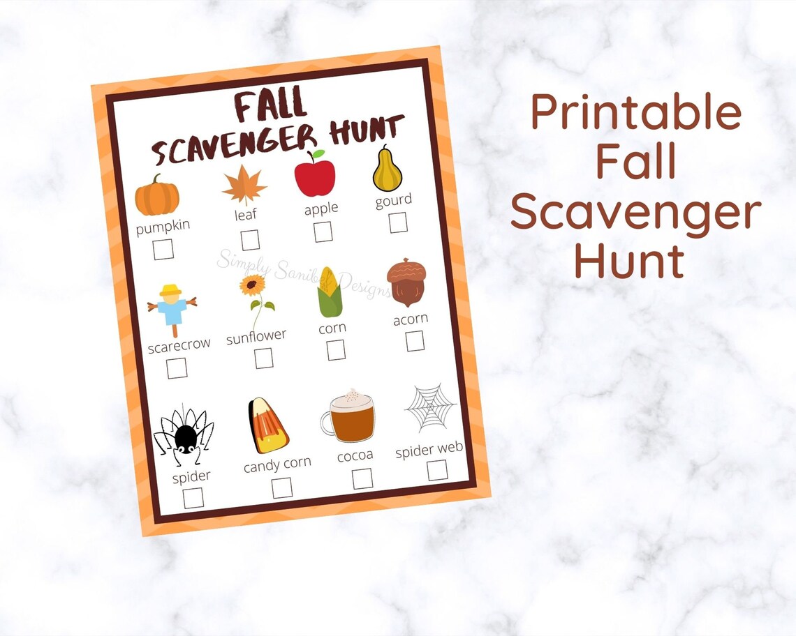 Printable Fall Scavenger Hunt Game | Thanksgiving Harvest - Etsy