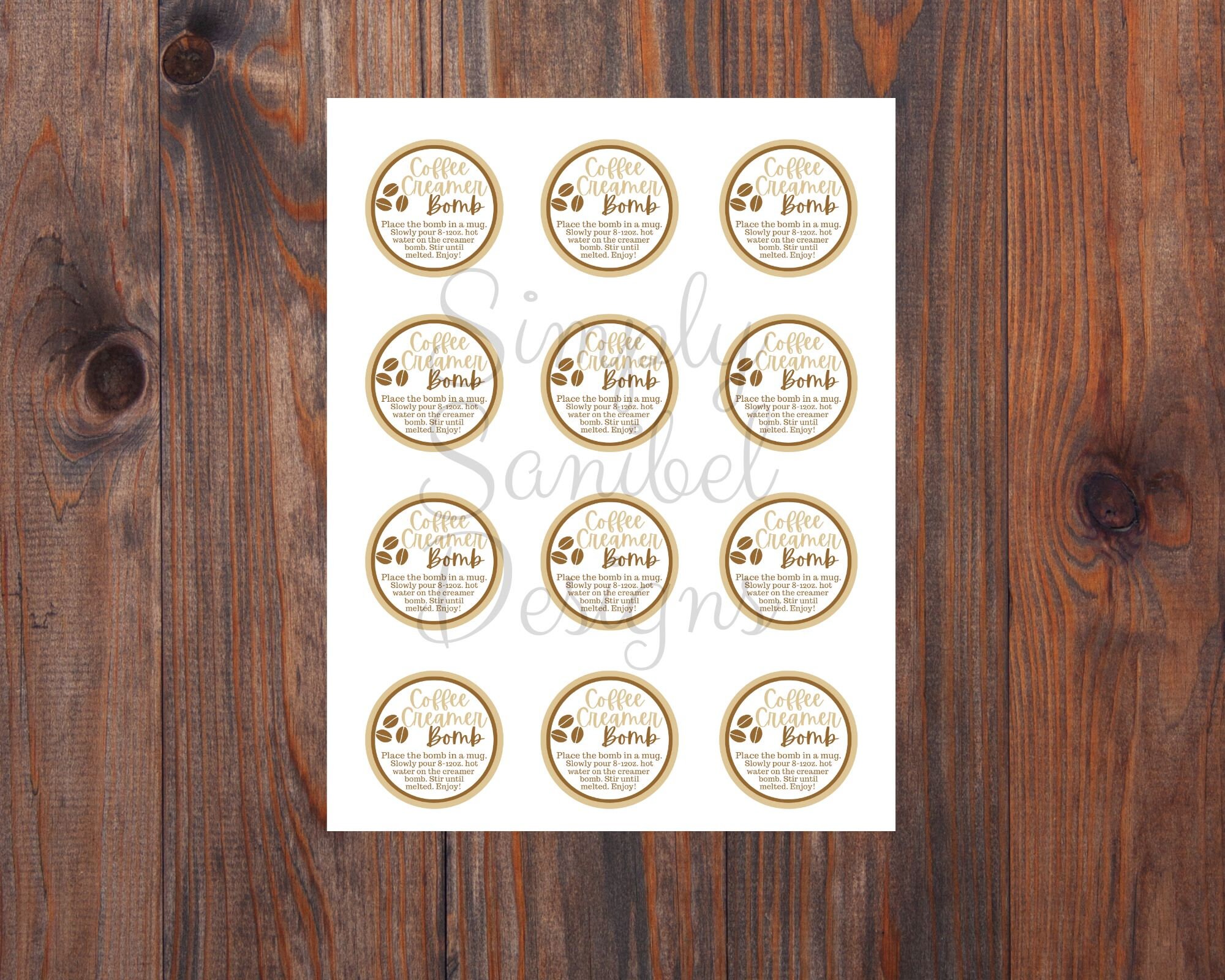 Printable Coffee Creamer Hot Water Holiday Hot Cocoa Bomb Gift Tags ...