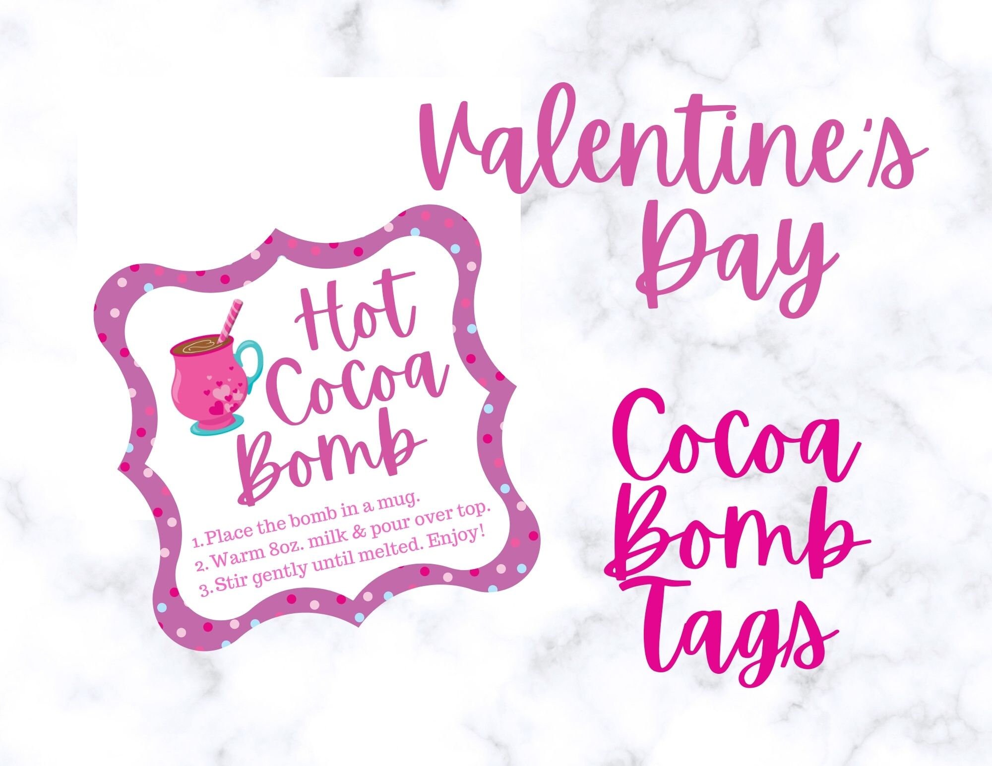 Printable Valentine's Day Hot Cocoa Bomb Gift Tags | Purple Pink ...