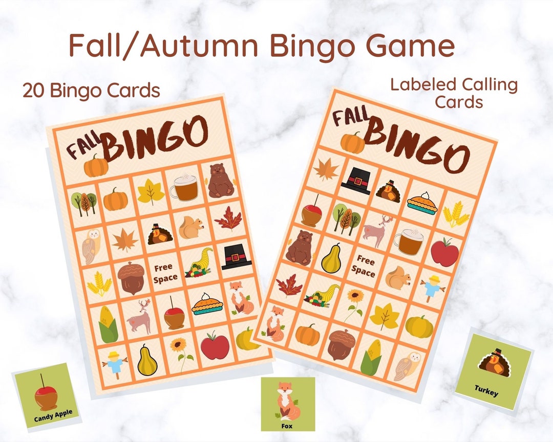 Printable Fall Bingo Game | Autumn Harvest | Instant Download - Etsy