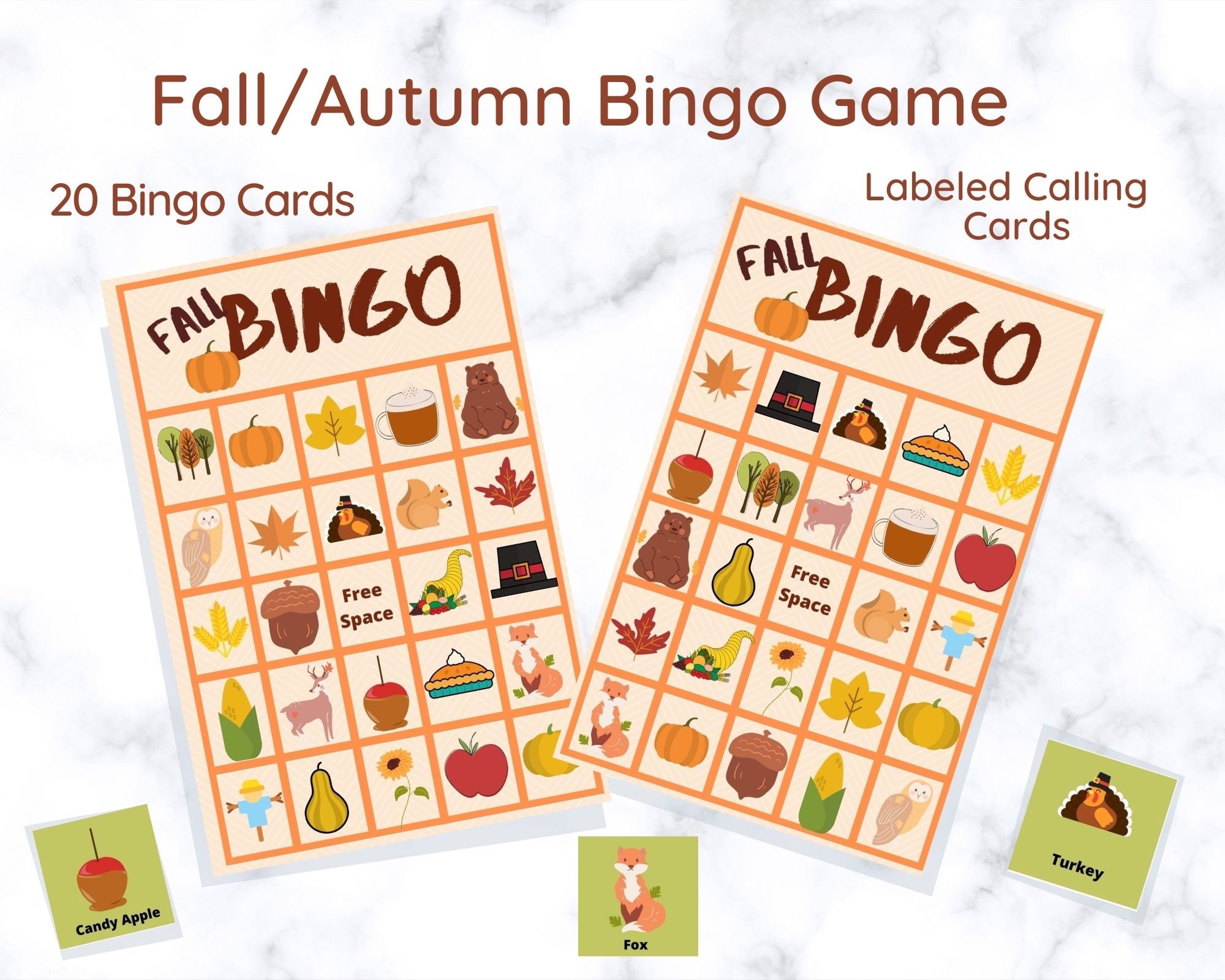 Printable Fall Bingo Game | Autumn Harvest | Instant Download - Etsy