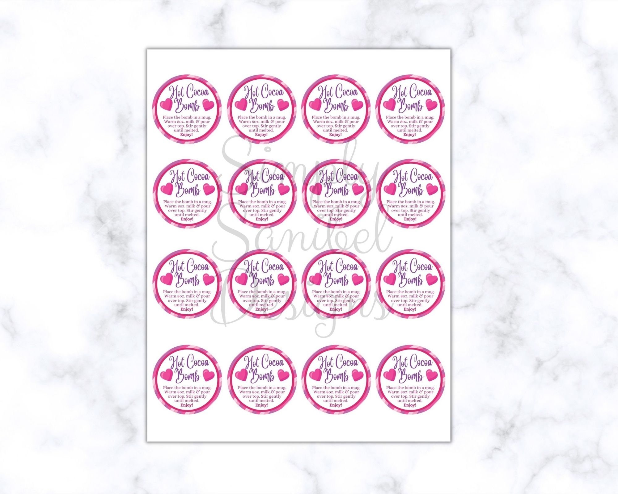 Printable Valentine's Day Hot Cocoa Bomb Gift Tags | Winter Heart Hot ...