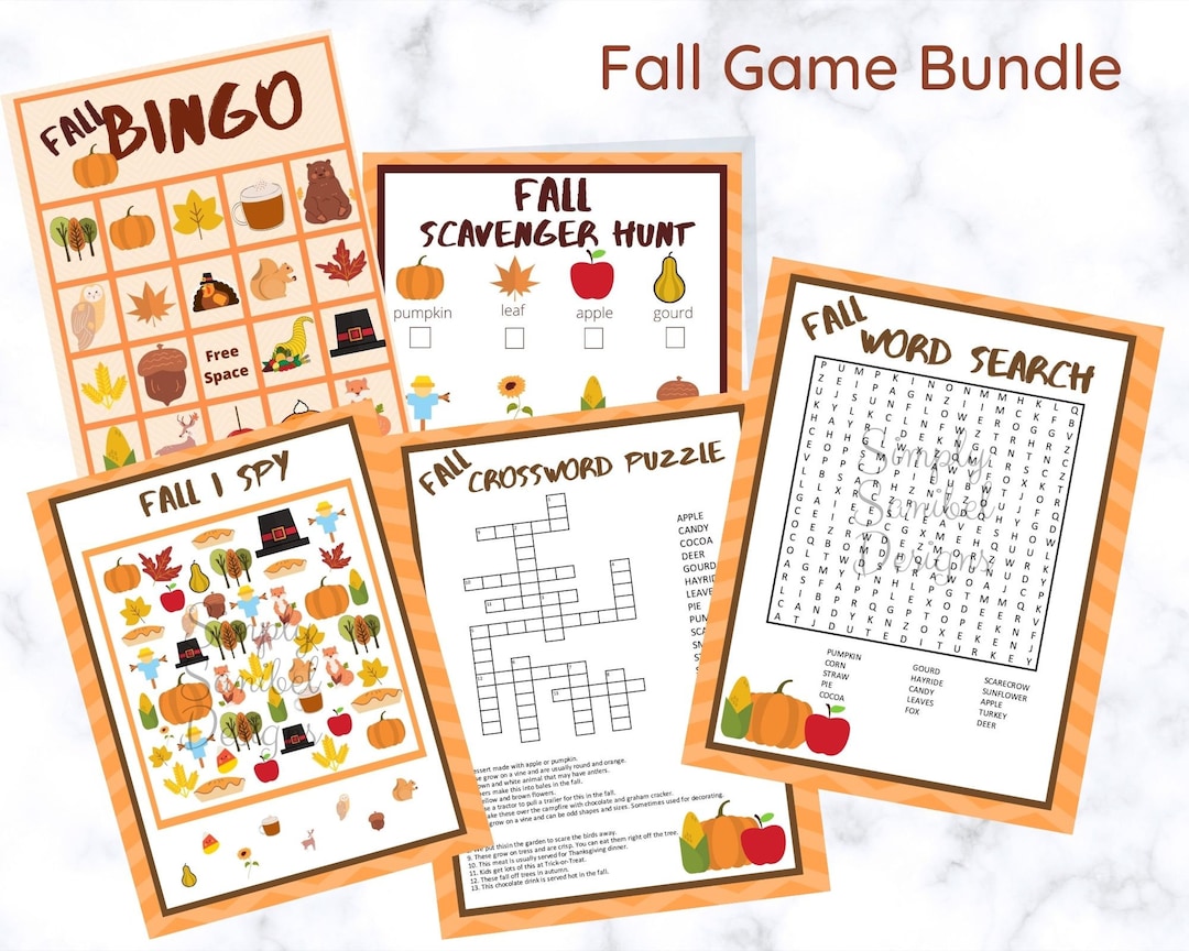 Printable Fall Game Bundle | Thanksgiving Harvest Halloween | Bingo ...