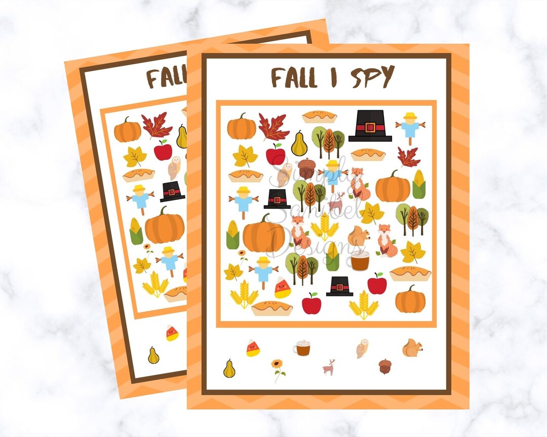 Printable Fall I Spy Game | Thanksgiving Harvest - Etsy