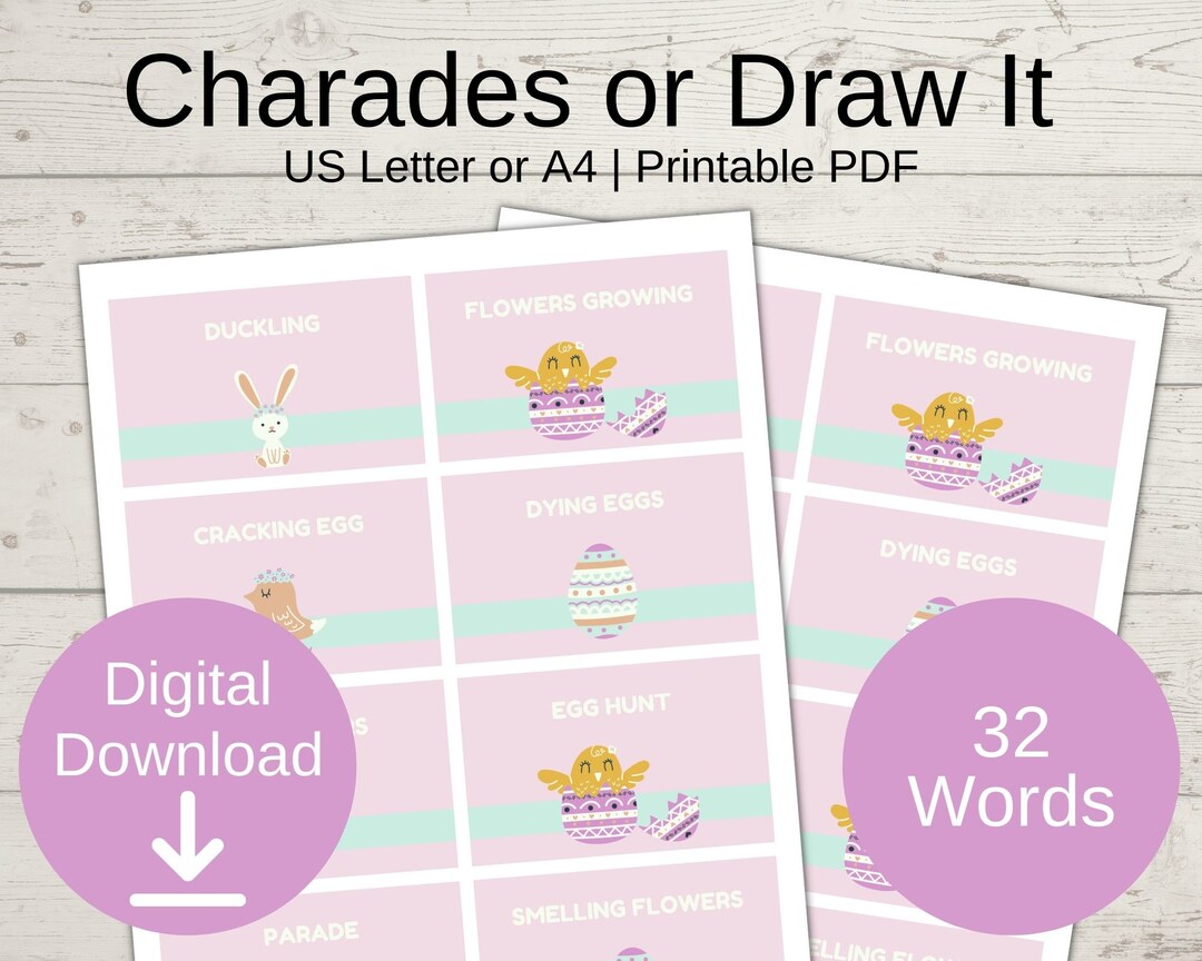 Easter Printable Charades, Draw the Word, Digital Download, Kids ...