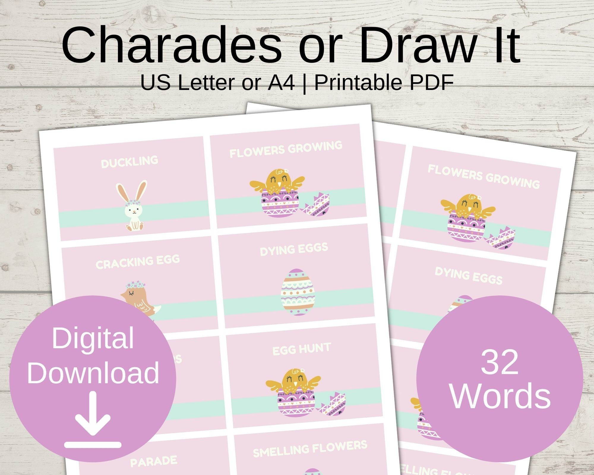 Easter Printable Charades, Draw the Word, Digital Download, Kids ...