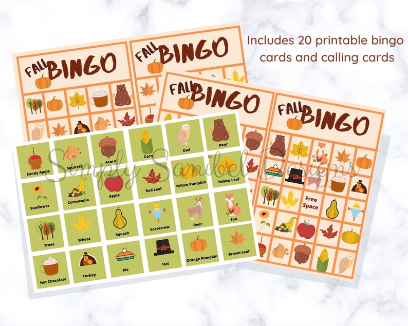 Printable Fall Bingo Game | Autumn Harvest | Instant Download - Etsy