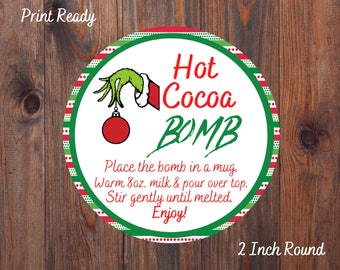 Printable Holiday Winter Hot Cocoa Bomb Gift Tags Christmas Snowflake ...