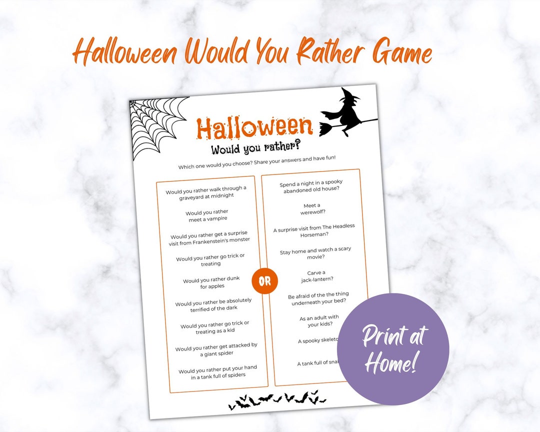 Printable Halloween Would You Rather Game | Family Game | Work Game ...
