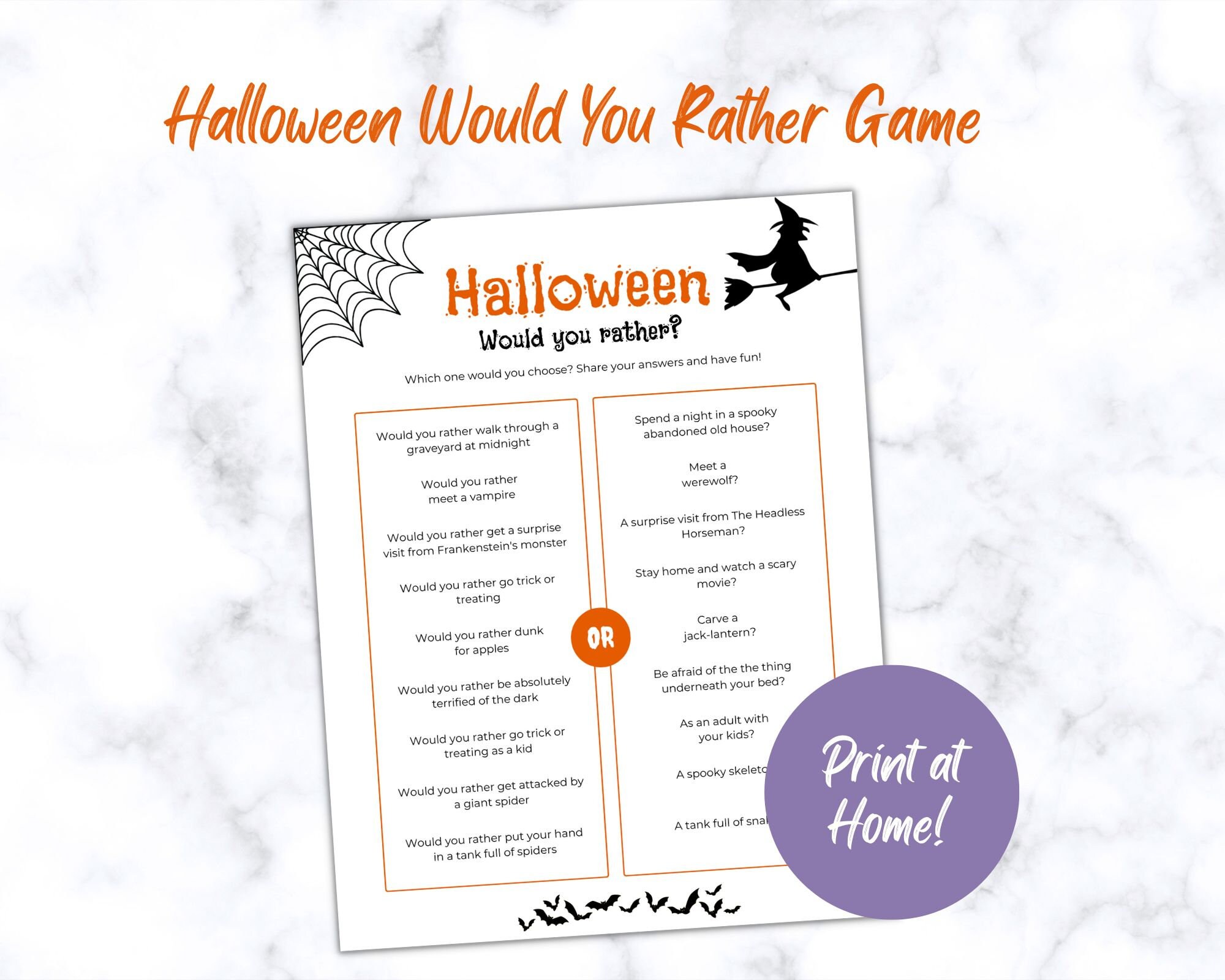 Printable Halloween Would You Rather Game | Family Game | Work Game ...