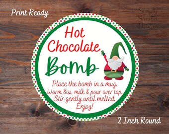 Printable Holiday Winter Hot Cocoa Bomb Gift Tags Christmas Snowflake ...
