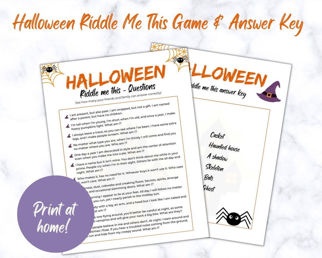 Printable Halloween Riddle Me This Game | Family Game | Work Game ...