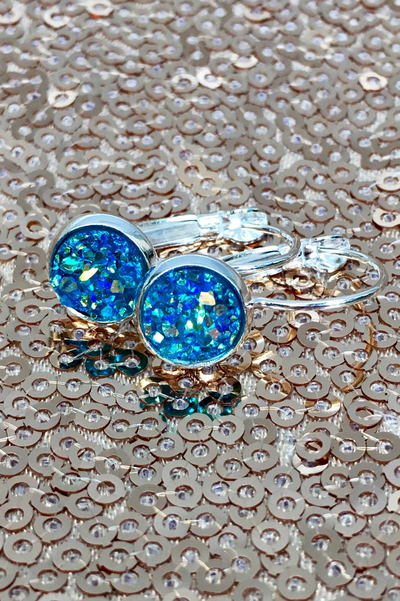 Glistening Blue Druzy Lever Back Earrings 8mm. Faux Druzy | Etsy