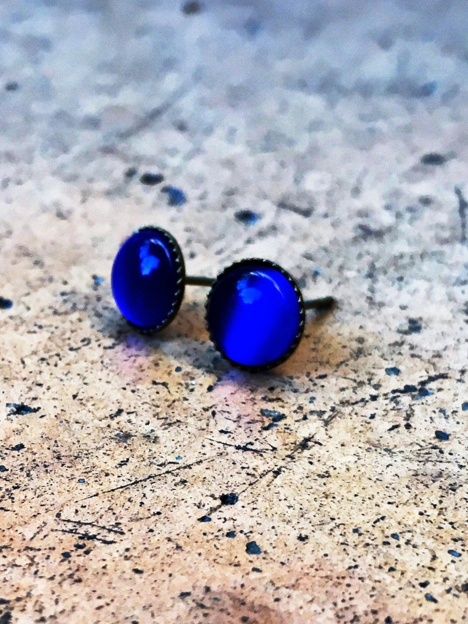 Royal Blue Shining Cat's Eye gemstone Studs Natural | Etsy