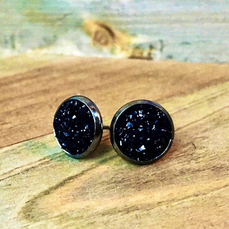 Black Stud Earrings - Etsy