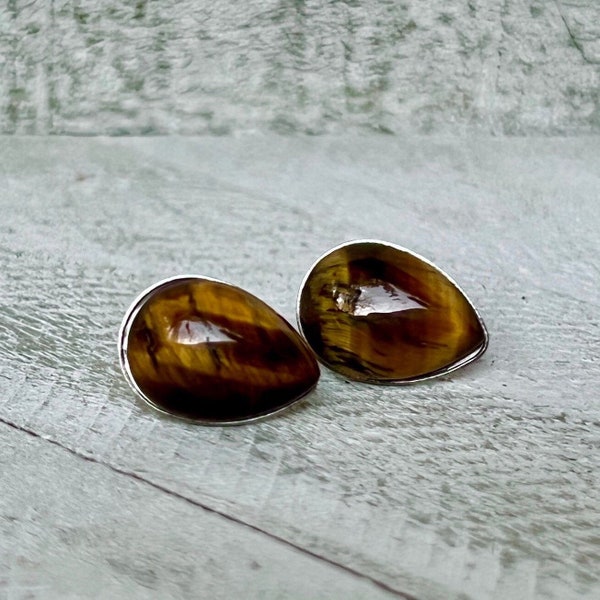 Tiger Eye Teardrop Earrings - Etsy