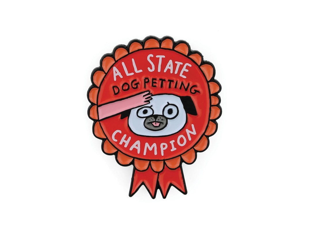 Dog Petting Champion Pug Enamel Pin by Gemma Correll - Etsy UK
