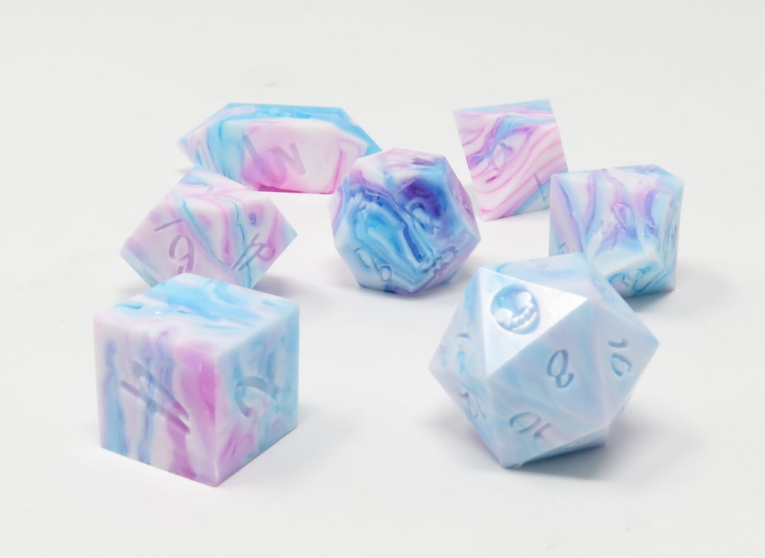 One of Kind, Trans Pride Melted Icecream , SHARP Polyhedral Dice Set - Etsy
