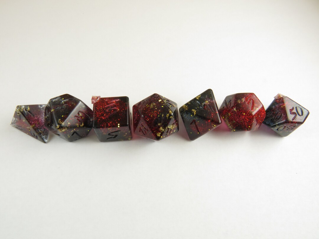 One of Kind, Red Dragon Horde, Polyhedral Dice Set - Etsy
