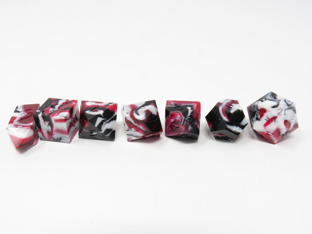One of Kind, Bloodberry Swirl , SHARP Polyhedral Dice Set - Etsy