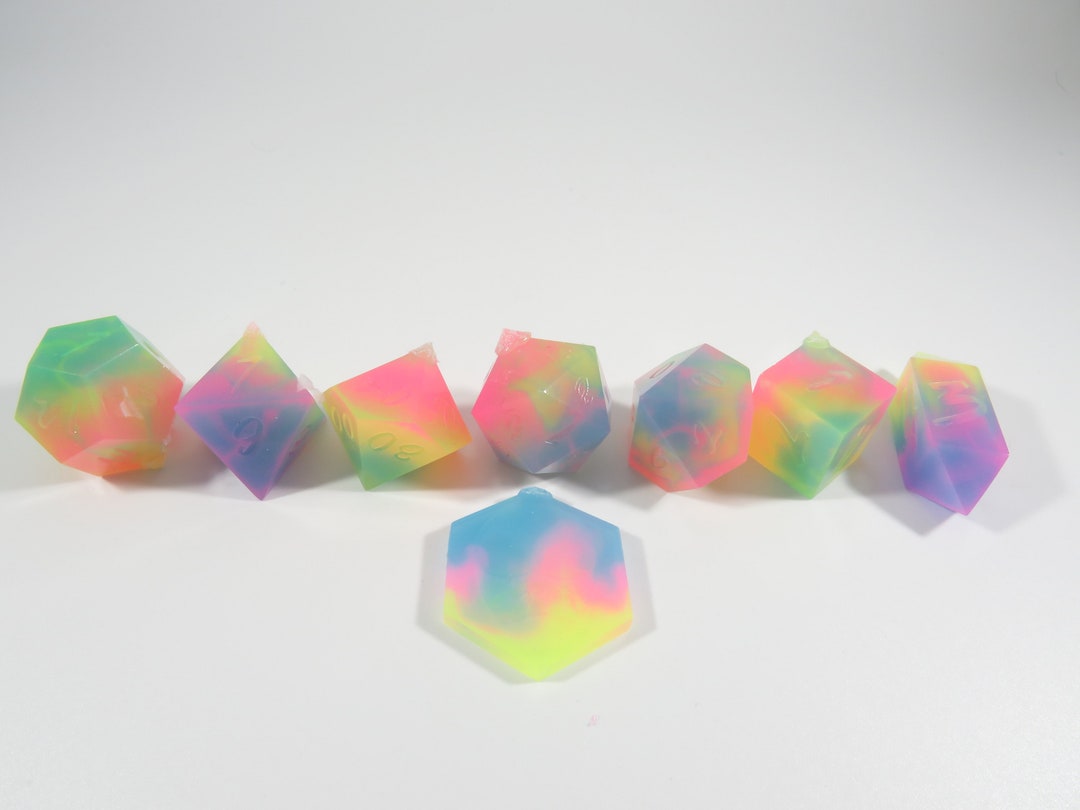 One of Kind, Trippy Hippie (UV Reactive), SHARP Polyhedral Dice Set - Etsy