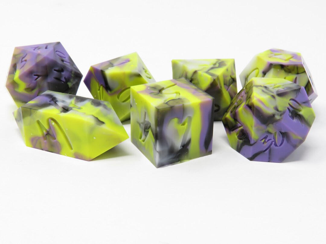 One of Kind, Gender Fluid Swirl , SHARP Polyhedral Dice Set - Etsy