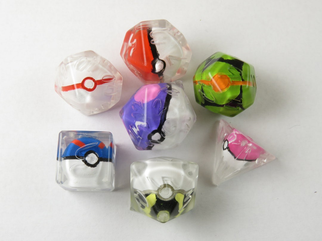 Pokeball Inspired Dice, 7 Piece Ployhedral Set - Etsy