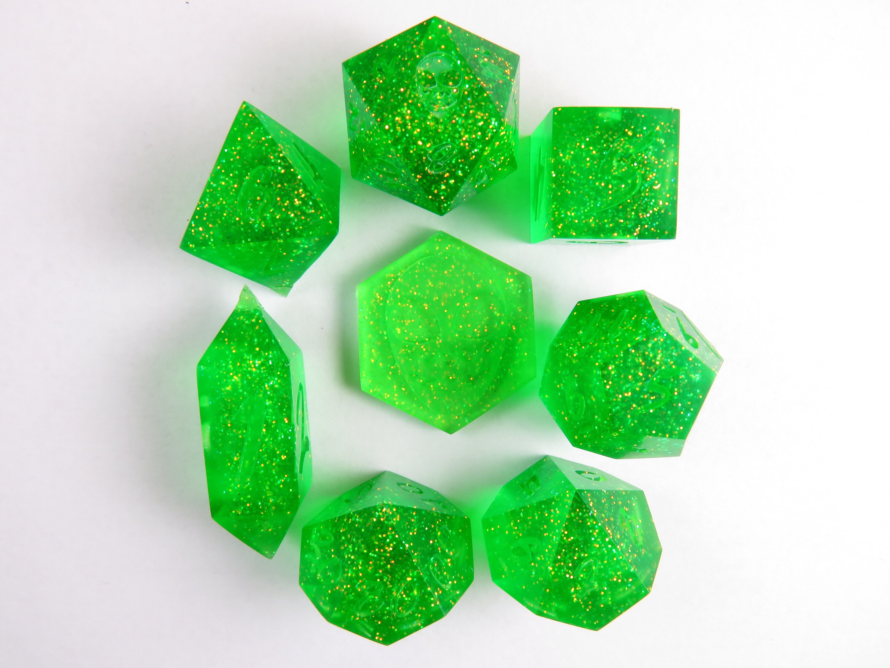 One of Kind, Acid Splash Turbo Glitter, SHARP Polyhedral Dice Set - Etsy