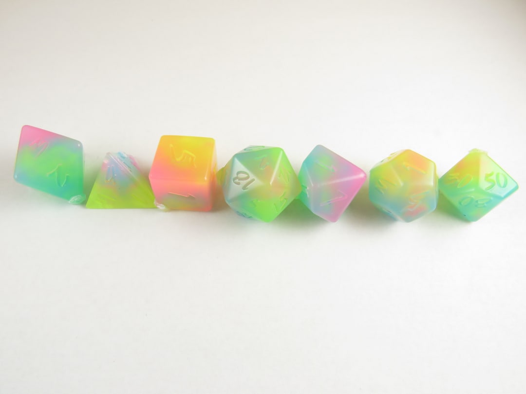 One of Kind, Trippy Hippie (glow in the Dark), Polyhedral Dice Set - Etsy