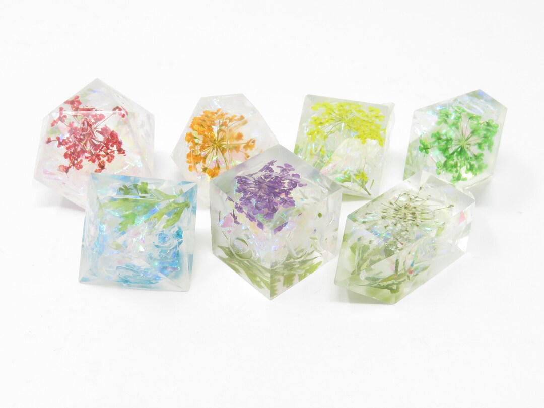 One of Kind, the Rainbow Flower Fiasco, SHARP Polyhedral Dice Set - Etsy