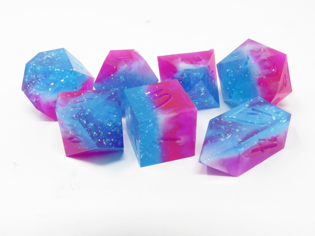 One of Kind, OUT and LOUD Trans Pride, SHARP Polyhedral Dice Set - Etsy