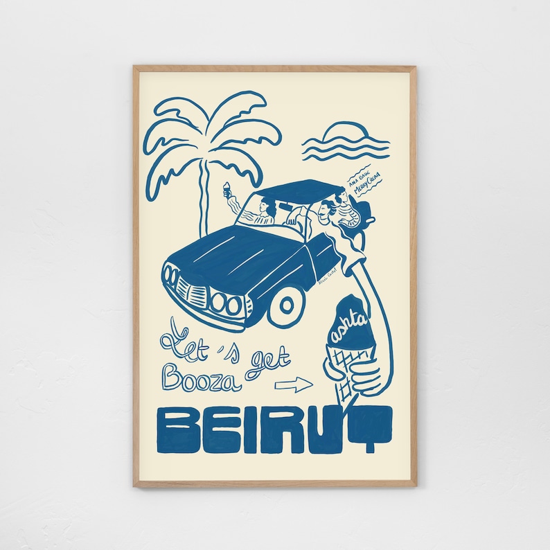 Let's Get Booza Print - Beirut Collection, Lebanon Art, Arabic Art ...