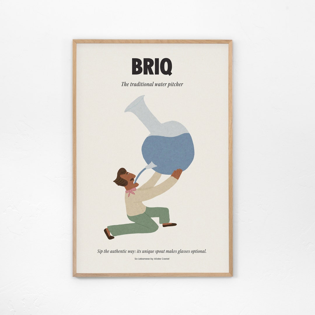 Briq, the Traditional Water Pitcher - Lebanese Art, Lebanon Poster - Etsy